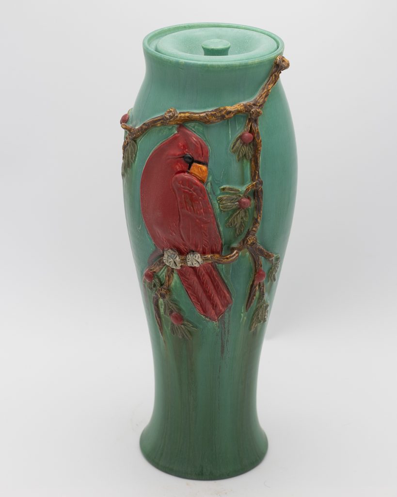 Cardinal Lidded Jar Male – Irregular - Ephraim Pottery