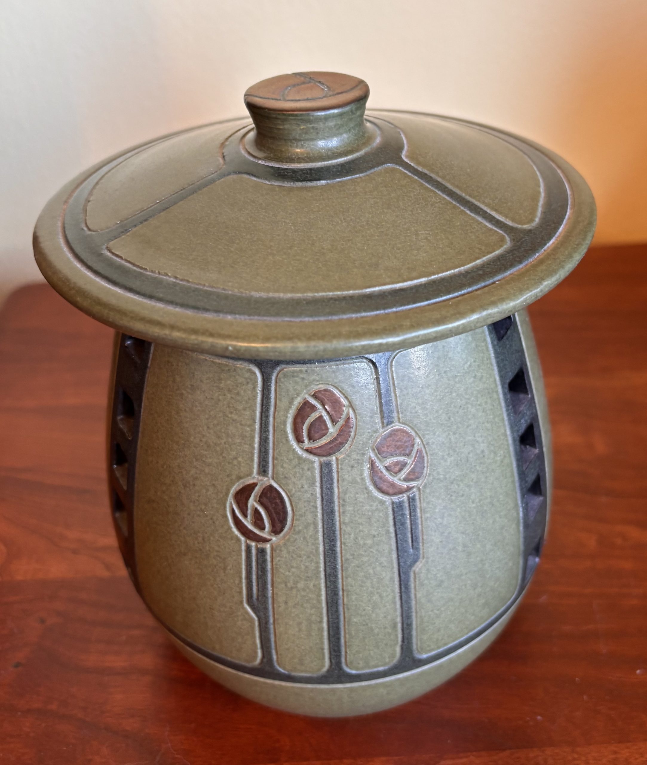 Experimental Revival Rose Electric Lantern - Ephraim Pottery