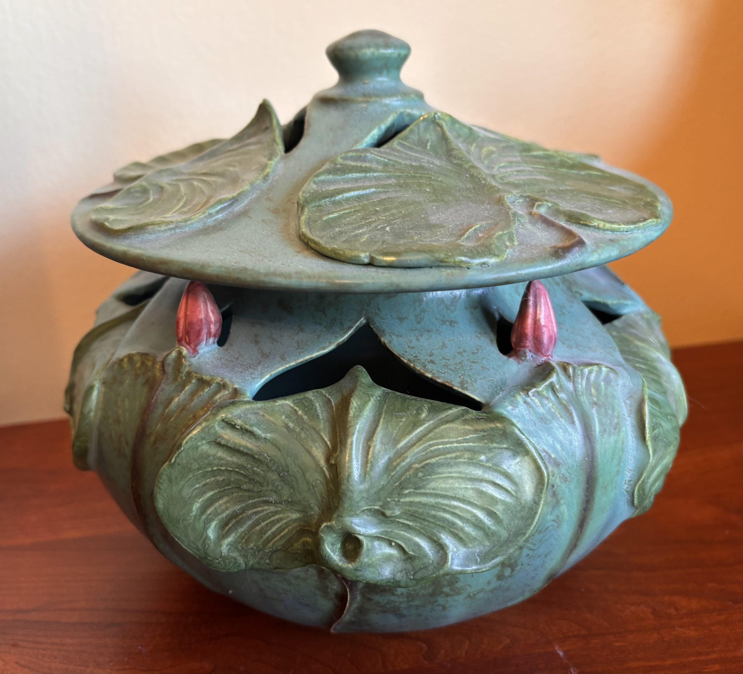 Experimental Lily Pad Lidded Lantern - Ephraim Pottery
